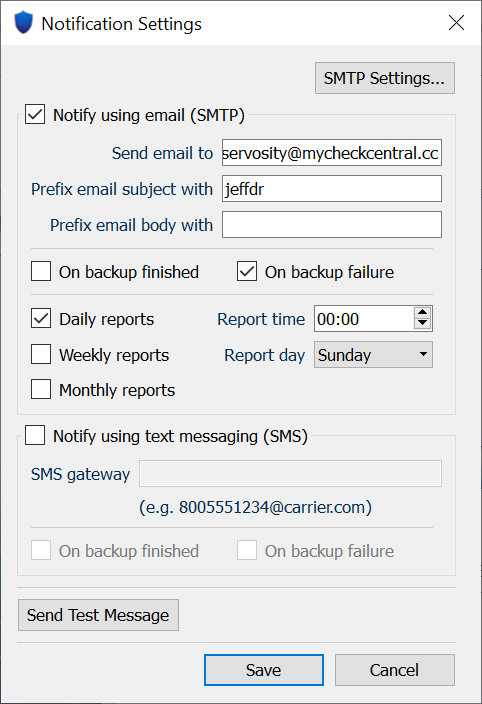 CheckCentral - How to configure ShadowProtect Reporting