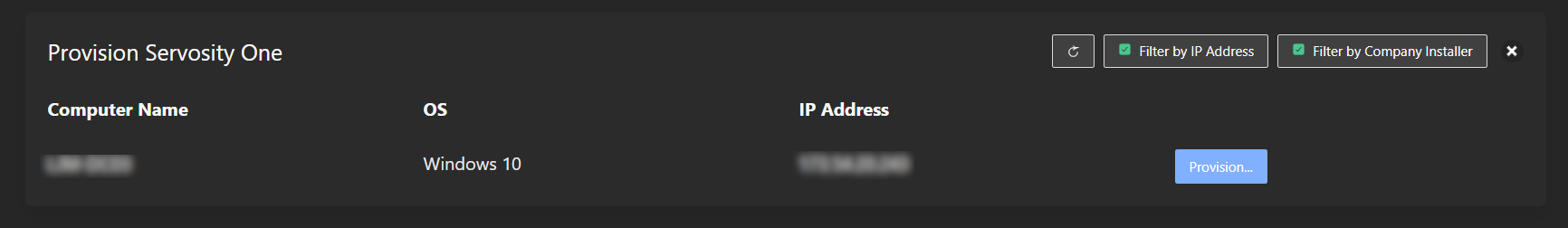 New Servosity Provisioning Workflow