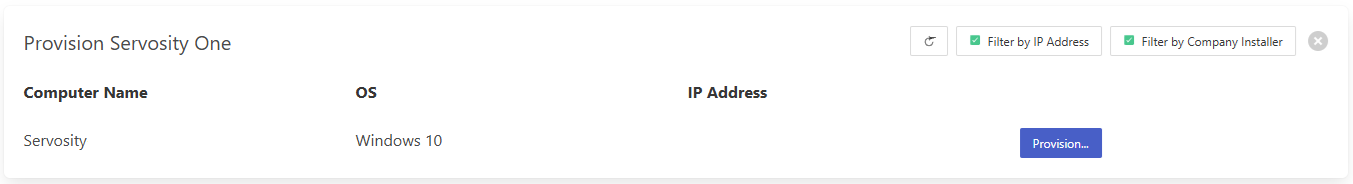 New Servosity Provisioning Workflow