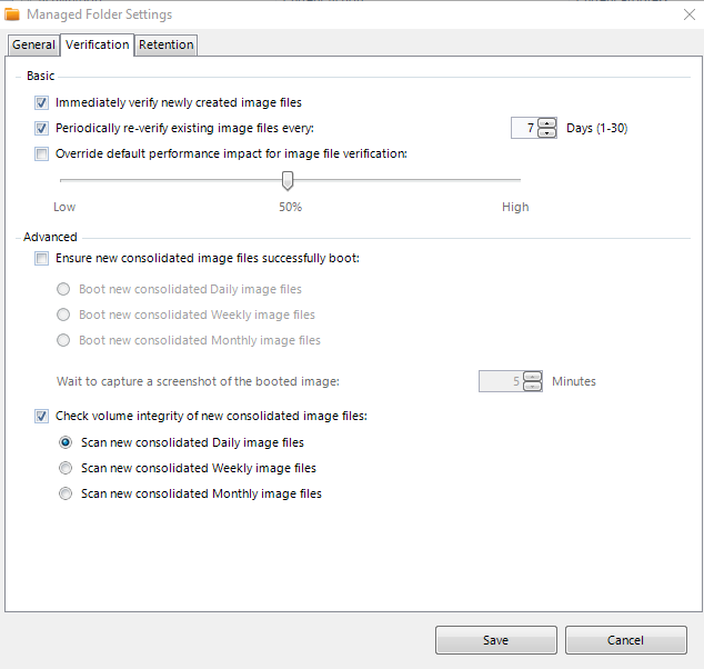 Setting up ImageManager automatic Volume Integrity Checking