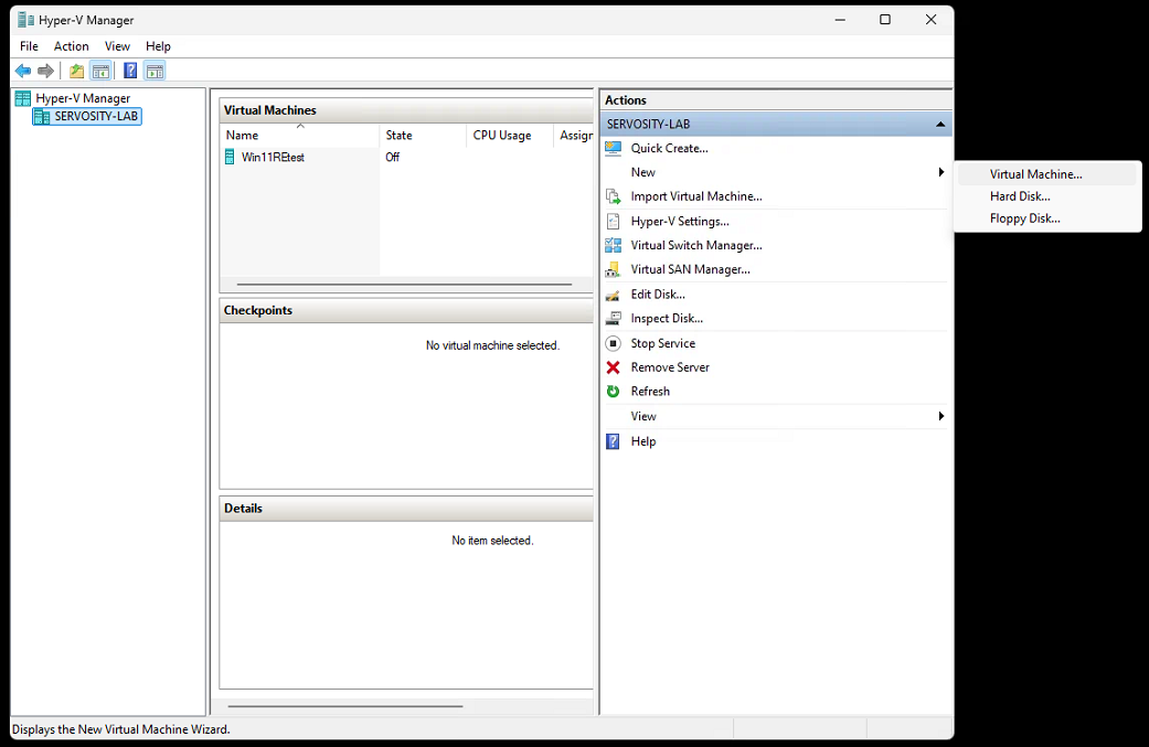 How to create a Hyper-V VM for a system restore